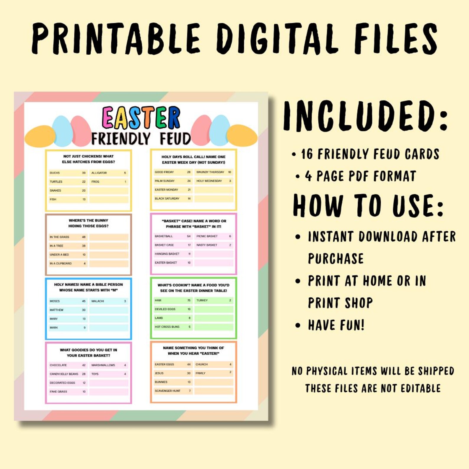 Easter Family Feud Game: Printable Trivia (PDF) - Etsy