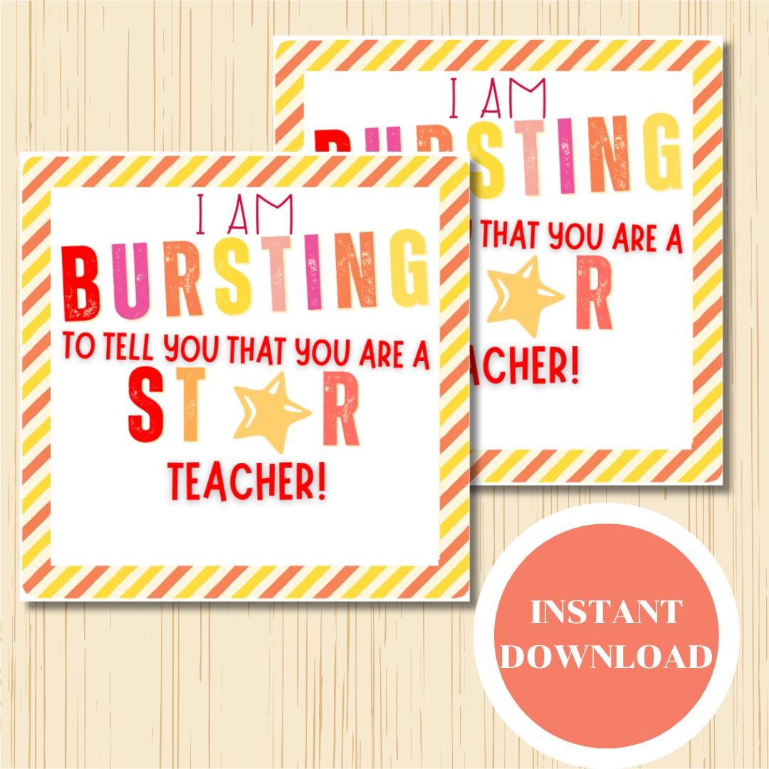 Teacher Appreciation Gift Tag, Starburst Gift Tags, Teacher ...