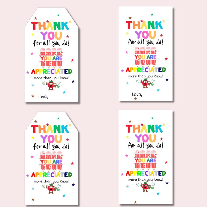 Editable Teacher Appreciation Week Gift Tags Thank You Teacher Gift Tag ...