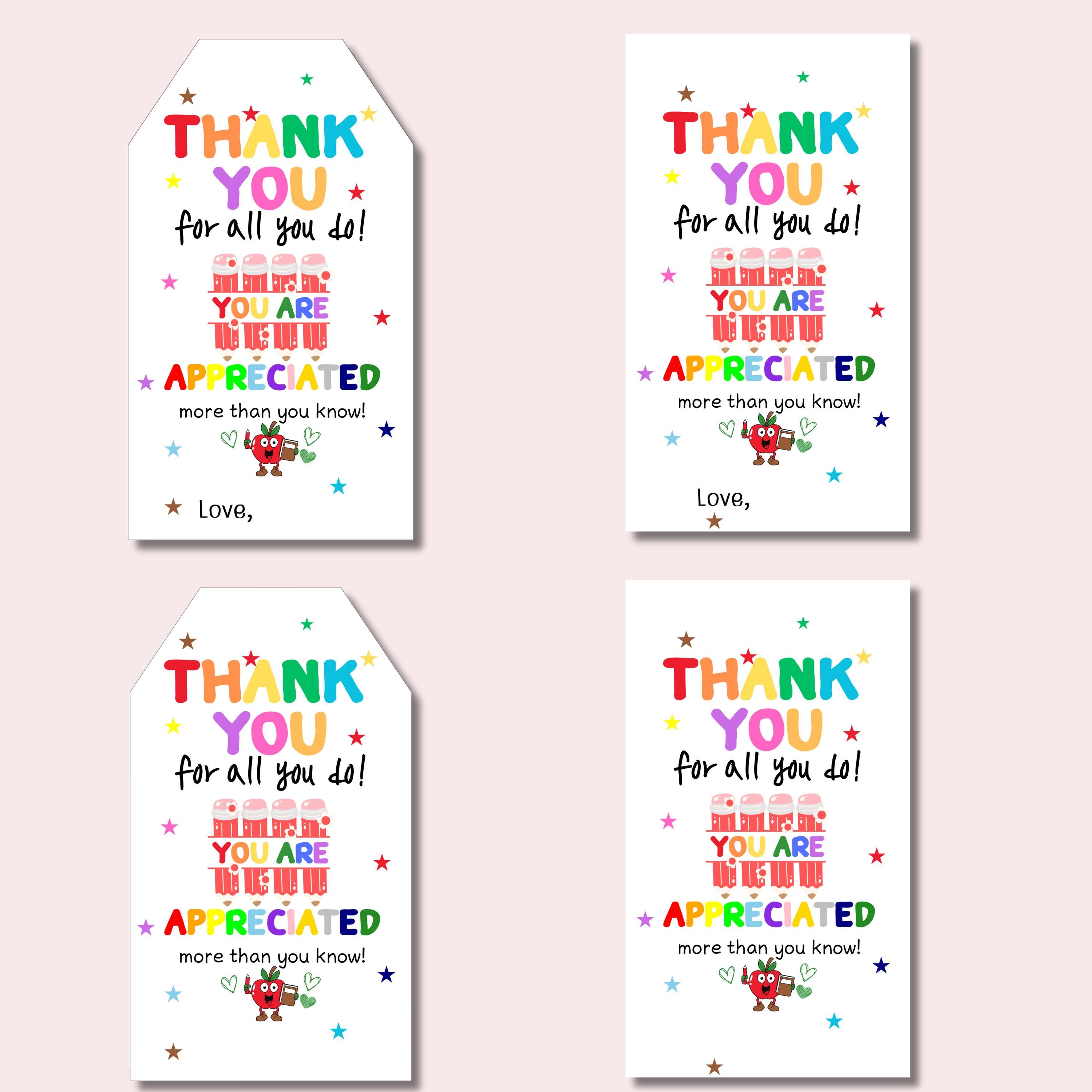 Editable Teacher Appreciation Gift Tags: Printable Favor Labels ...