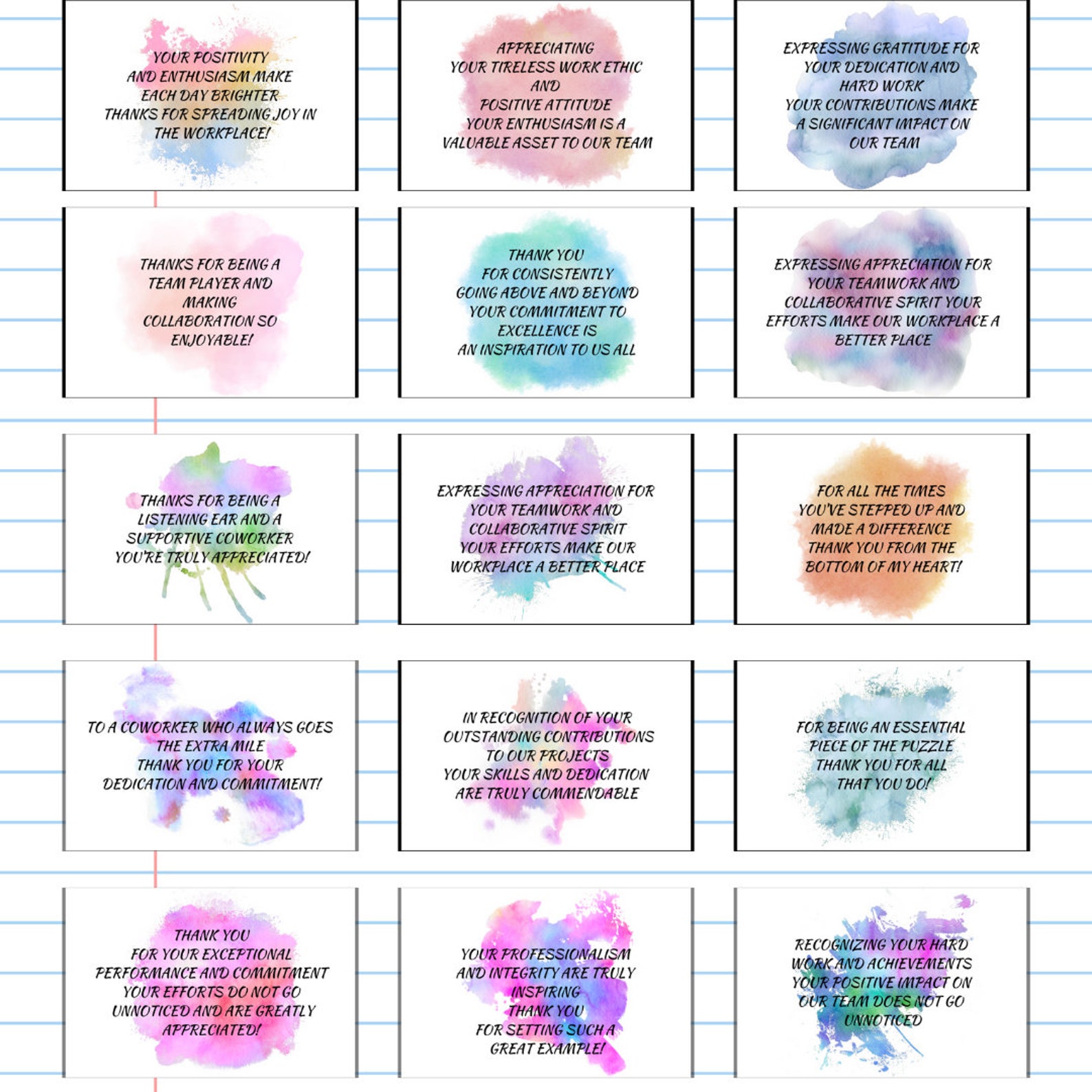 Employee Appreciation Cards: Printable Thank You Notes (digital ...