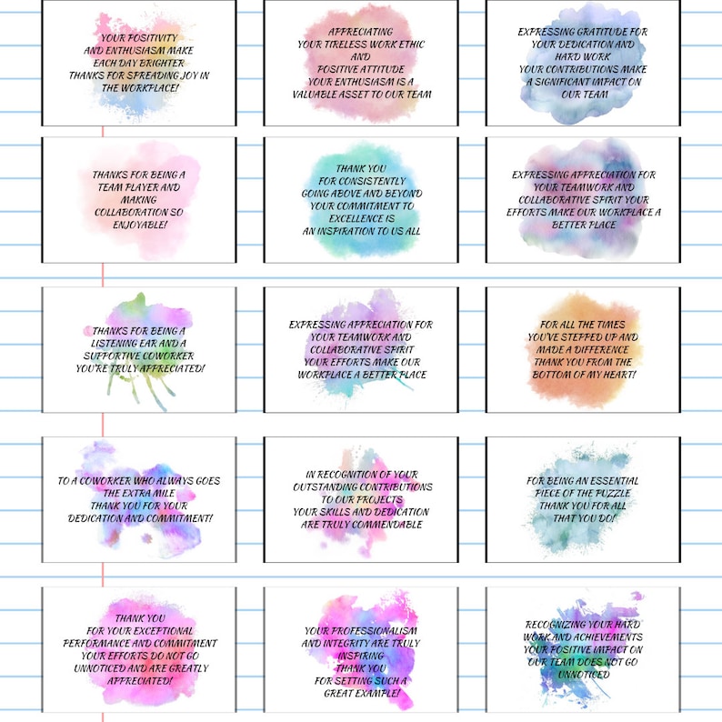 Employee Appreciation Cards: Printable Thank You Notes (digital ...