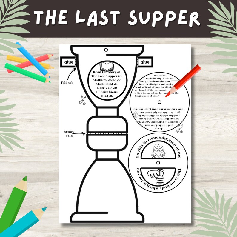 The Last Supper Holy Communion Colour in Story Wheel With Colouring ...