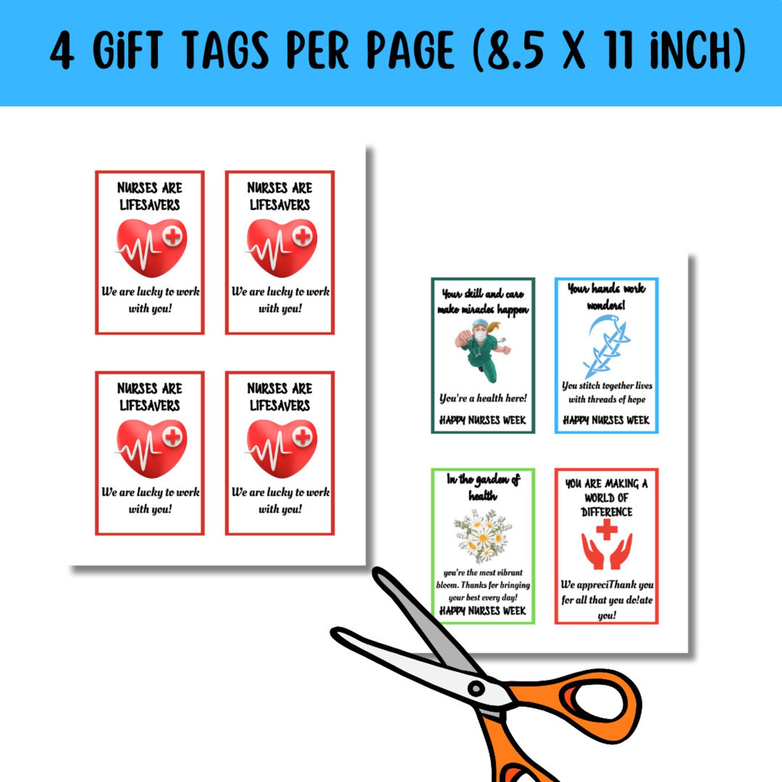 Nurses Week Printable Gift Tag Bundle, Nurses Week Gifts, Nurse ...