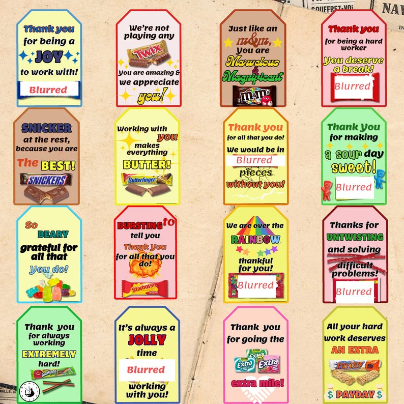 Employee Appreciation Candy Bar Gift Tags (digital Download) - Etsy