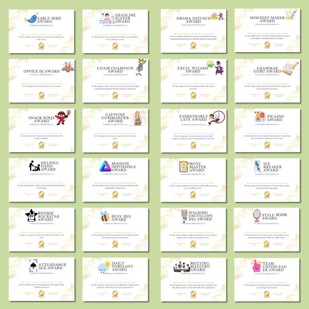 Funny Employee Appreciation Award Certificates: 75 Work Team Awards ...
