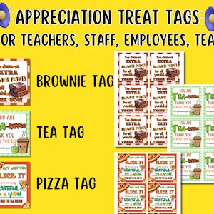 Appreciation Treat Tags Bundle: Teacher, Employee Thank You (digital ...