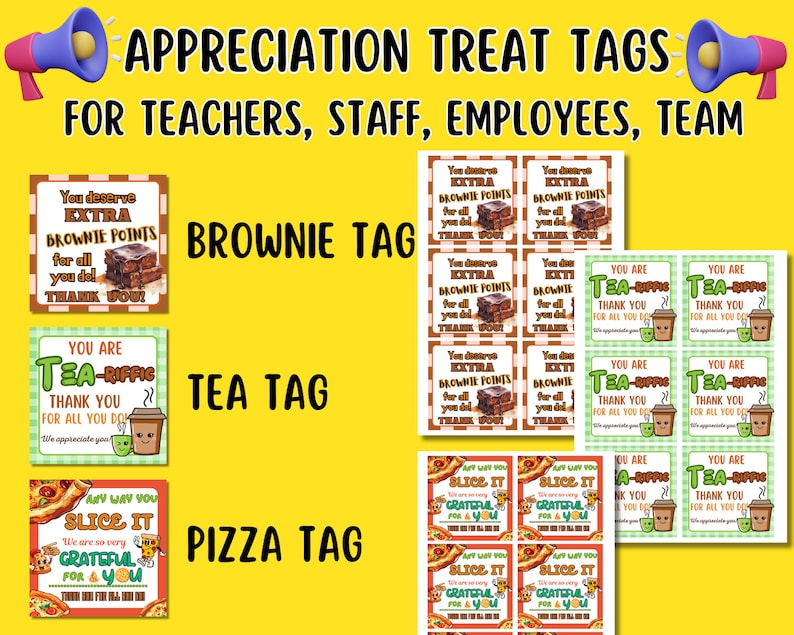 Appreciation Tags Bundle, Thank You Tags, Employee Appreciation Staff ...