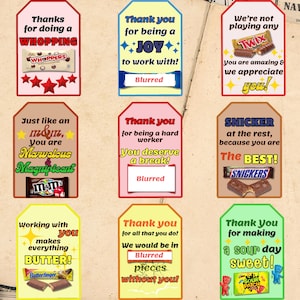 Employee Appreciation Candy Bar Gift Tags (digital Download) - Etsy