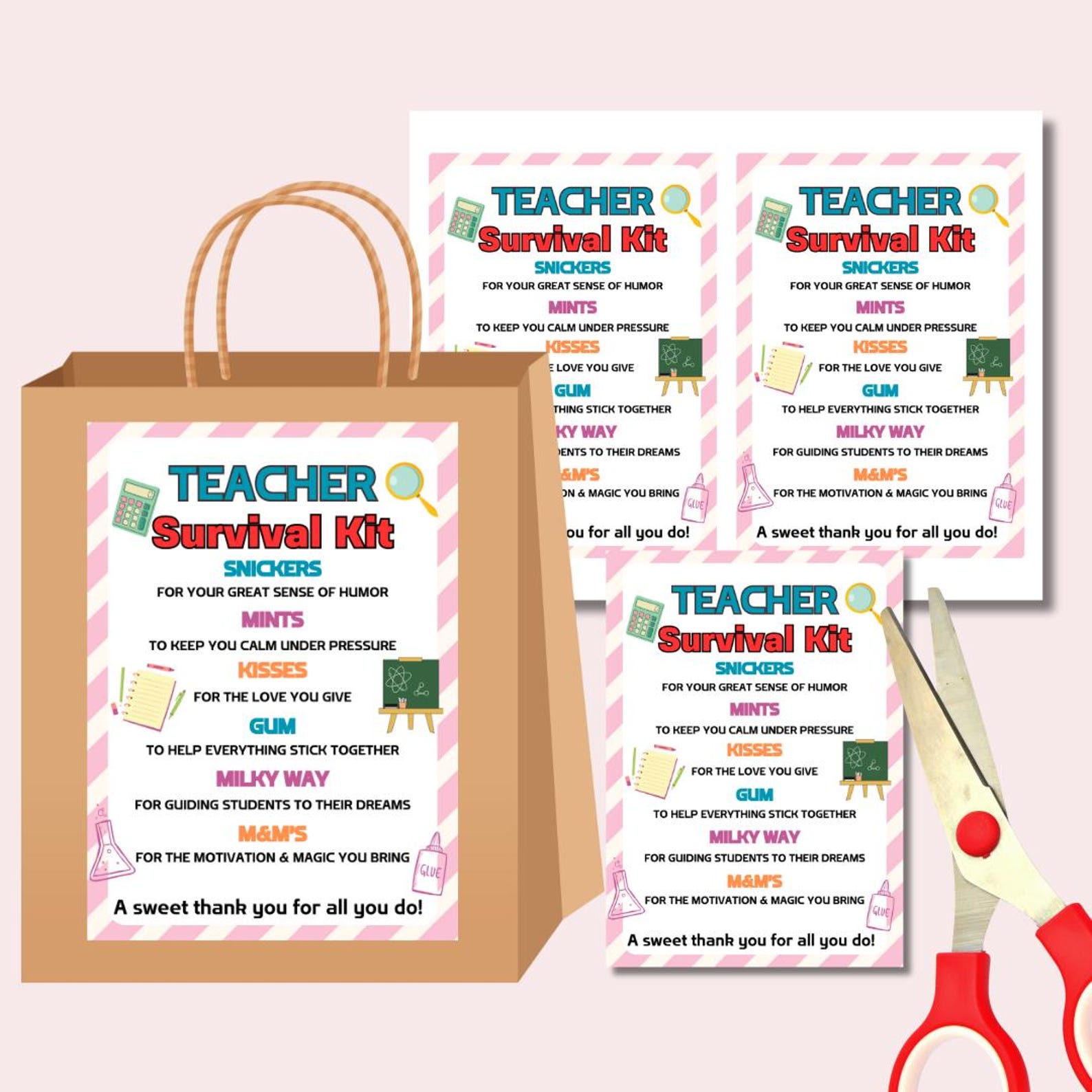 Teacher Survival Kit Gift Tag, Thank You Teacher Tag, Teacher ...