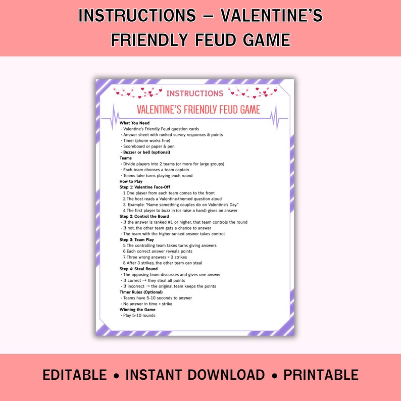 Valentine's Day Friendly Feud Game, Galentine's Party, Canva Editable ...