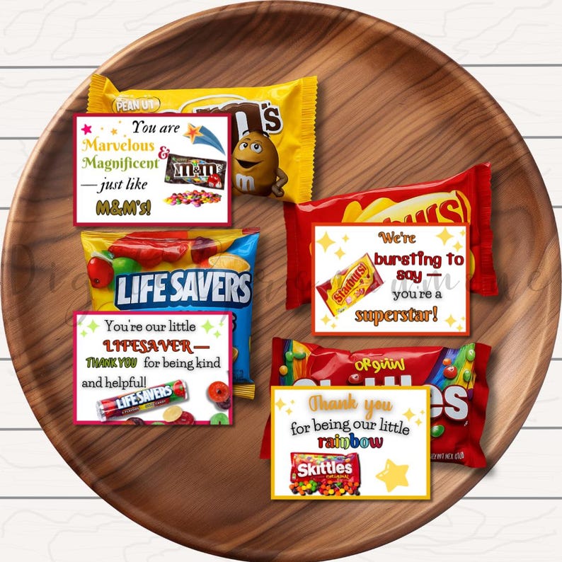 Candy Gift Tags for Kids: Printable Lunchbox Notes (PDF Download) - Etsy