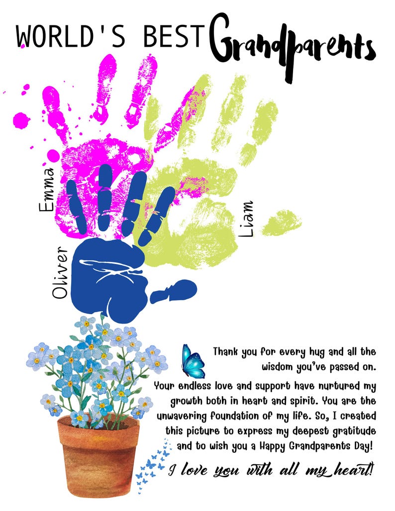 Grandparents Day Handprint Art Craft Gift for Grandparents From ...