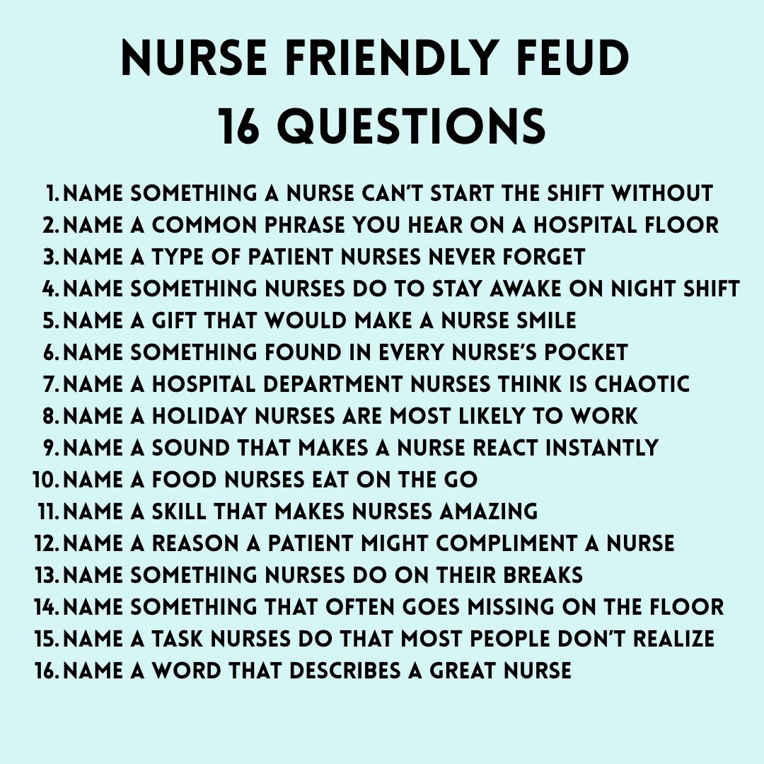 Nurse Feud Game: Fun Hospital Staff Trivia (printable Digital Files) - Etsy