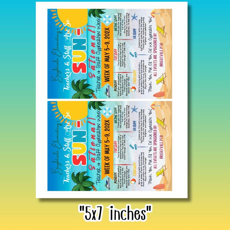 Beach Theme Teacher Appreciation Flyer: Sunsational Itinerary ...