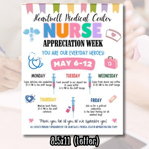 Nurse Appreciation Week Itinerary Template: Medical Staff Events (canva ...
