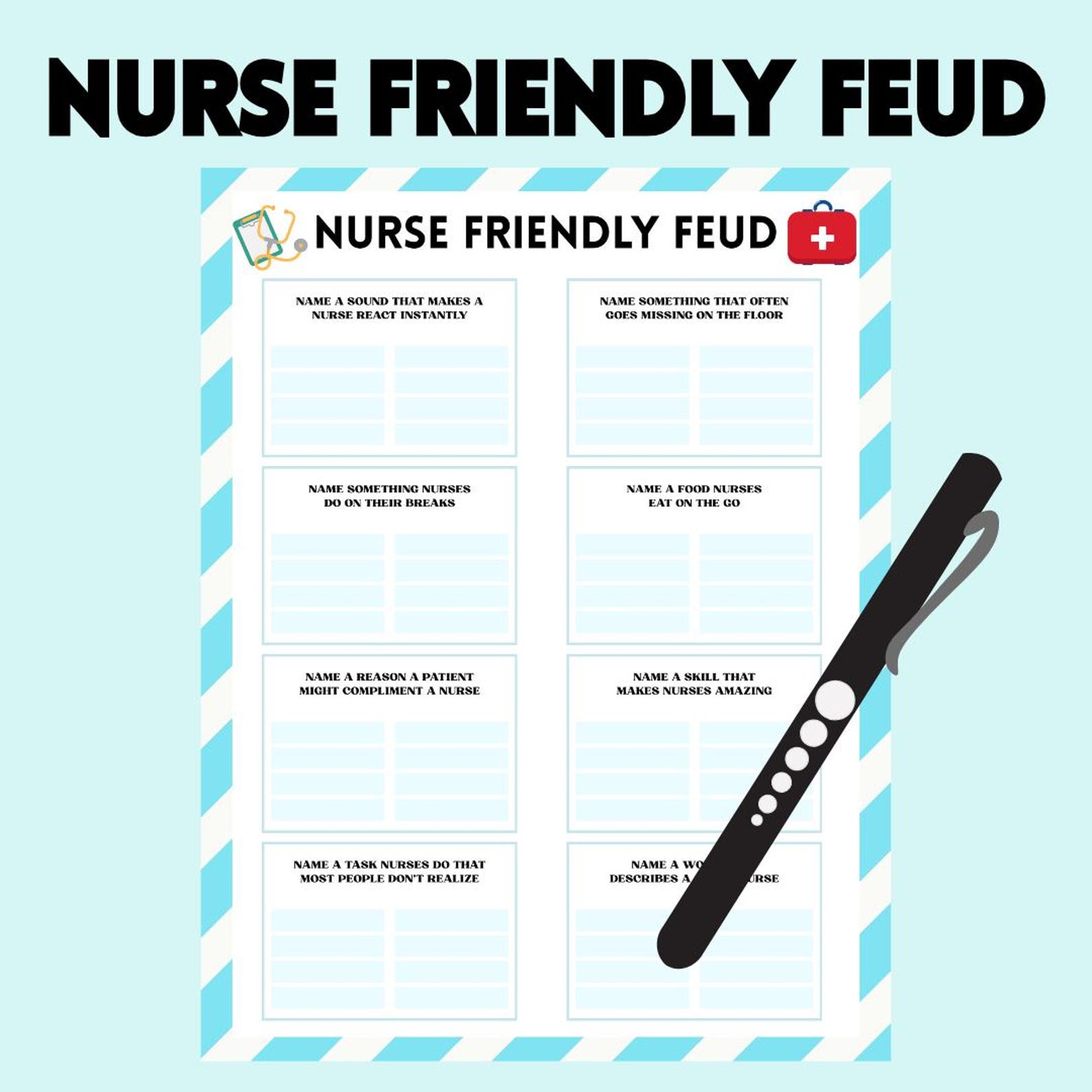Nurse Feud Game: Fun Hospital Staff Trivia (printable Digital Files) - Etsy