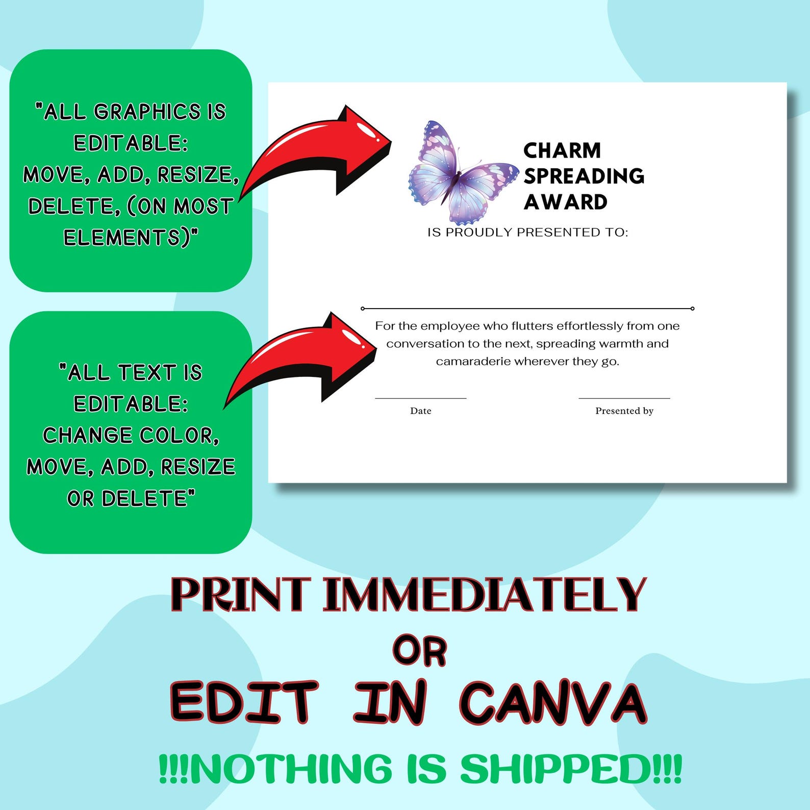 Funny Employee Appreciation Awards: 60 Printable Certificates (editable ...