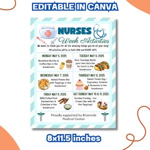 Editable Nurse Appreciation Week Flyer & Planner (canva Template) - Etsy
