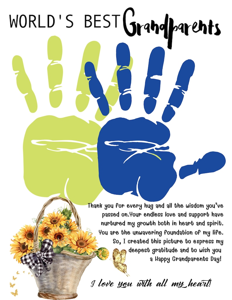 Grandparents Day Handprint Art Craft | Gift for Grandparents From ...