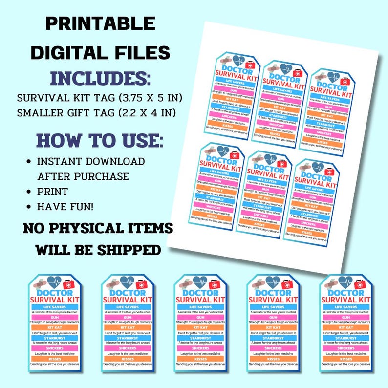 Doctor Survival Kit Gift Tag: Appreciation Gift (digital Download) - Etsy