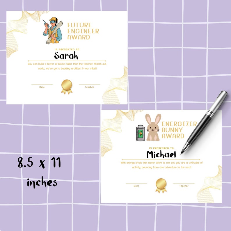 Funny Classroom Awards Certificates Editable in Canva, End of School ...