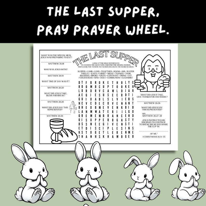 The Last Supper Holy Communion Colour in Story Wheel With Colouring ...