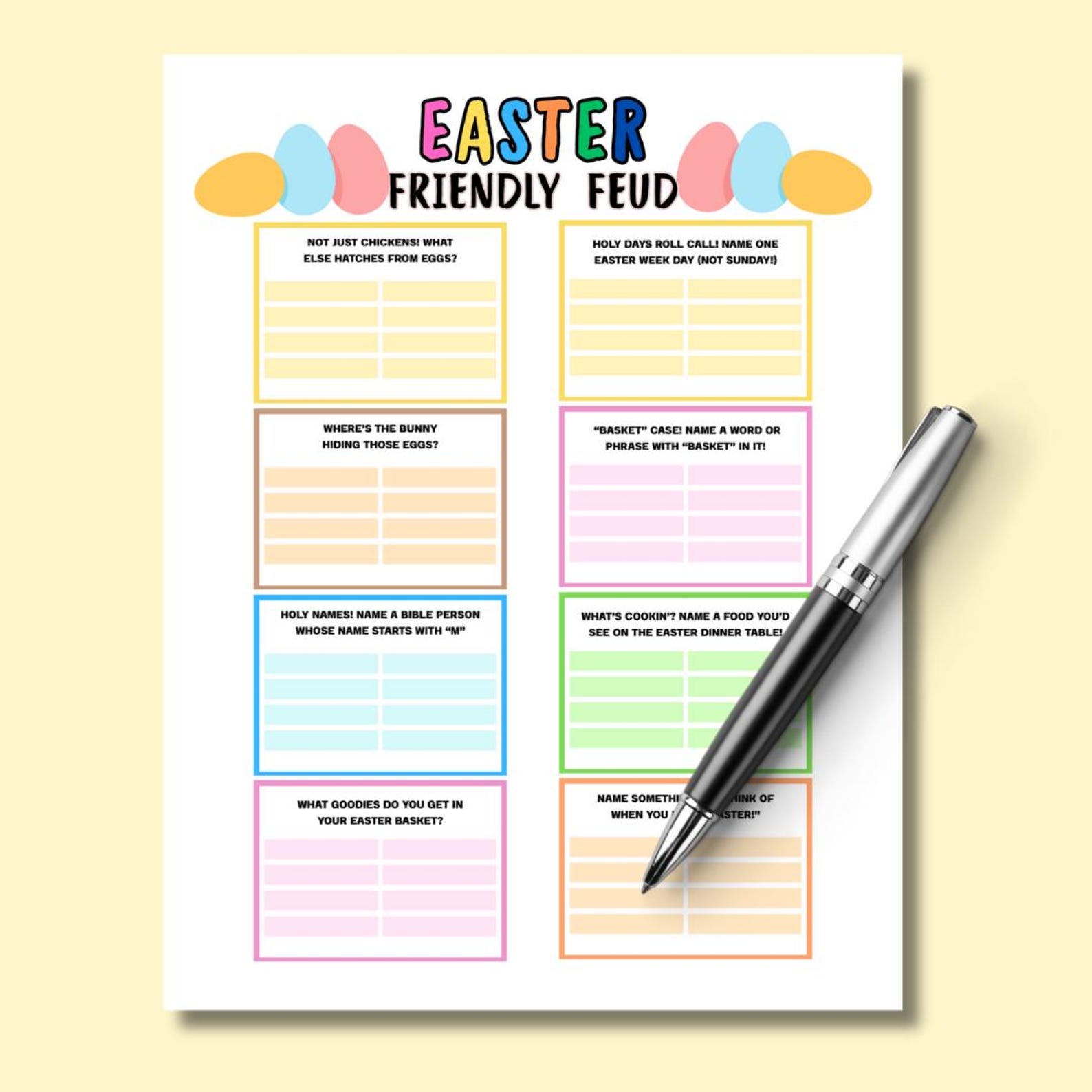 Easter Family Feud Game: Printable Trivia (PDF) - Etsy