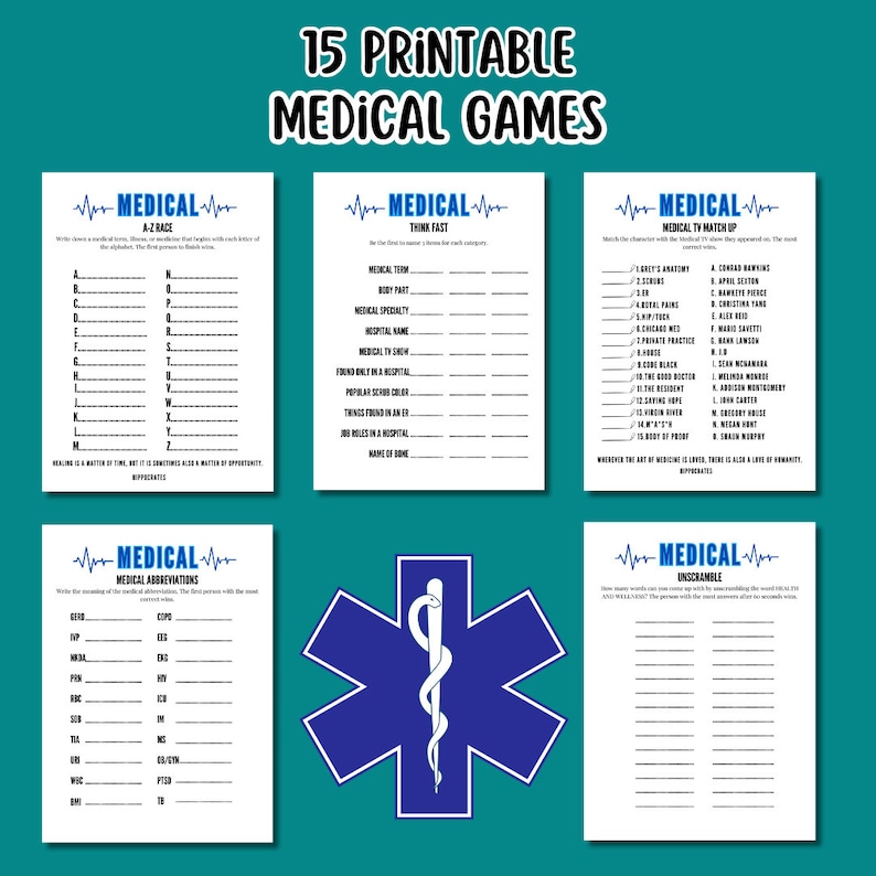 Medical Games Bundle: Nursing, Doctor, Radiology (printable PDF) - Etsy