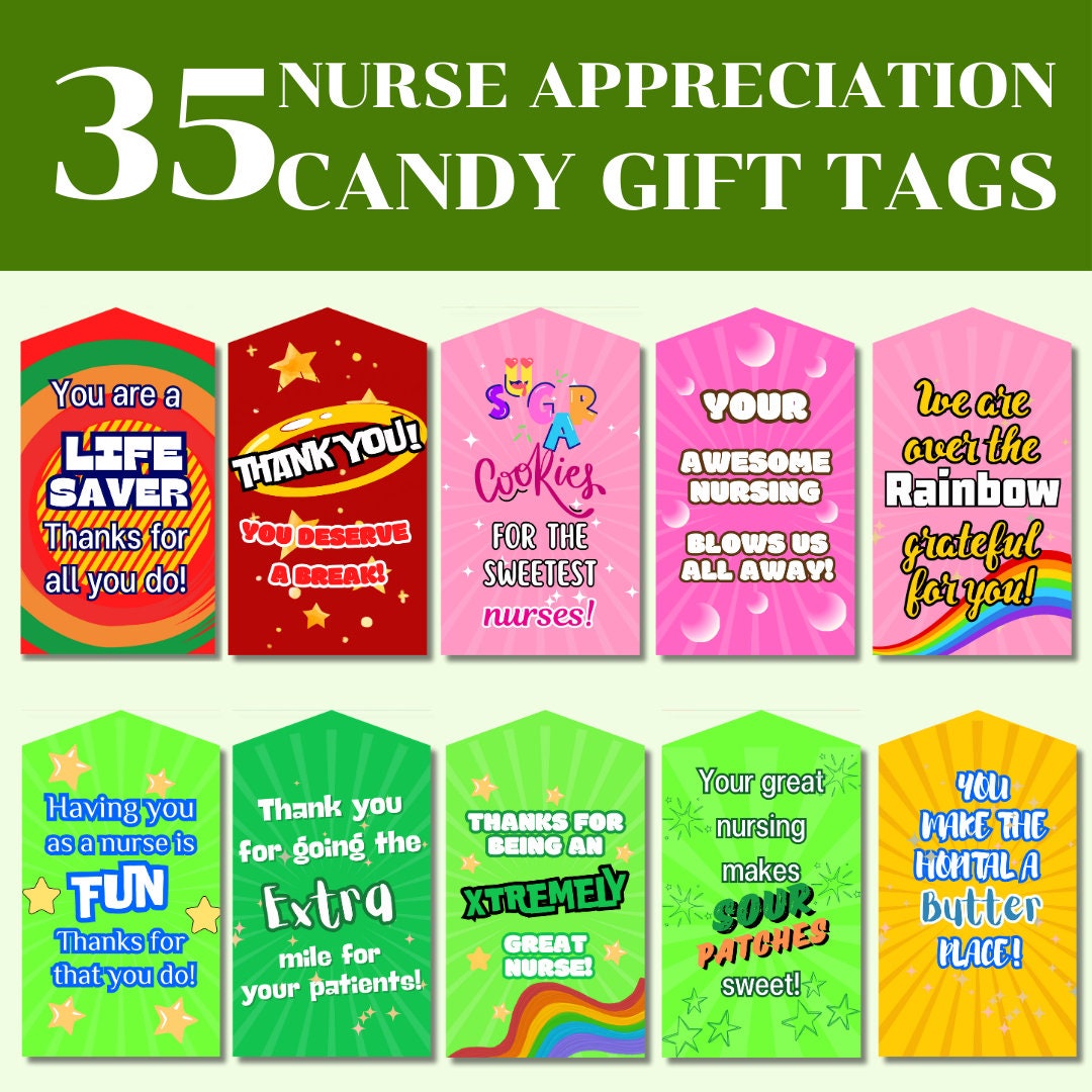 Nurse Appreciation Candy Bar Gift Tags: Funny Thank You Gifts (digital ...