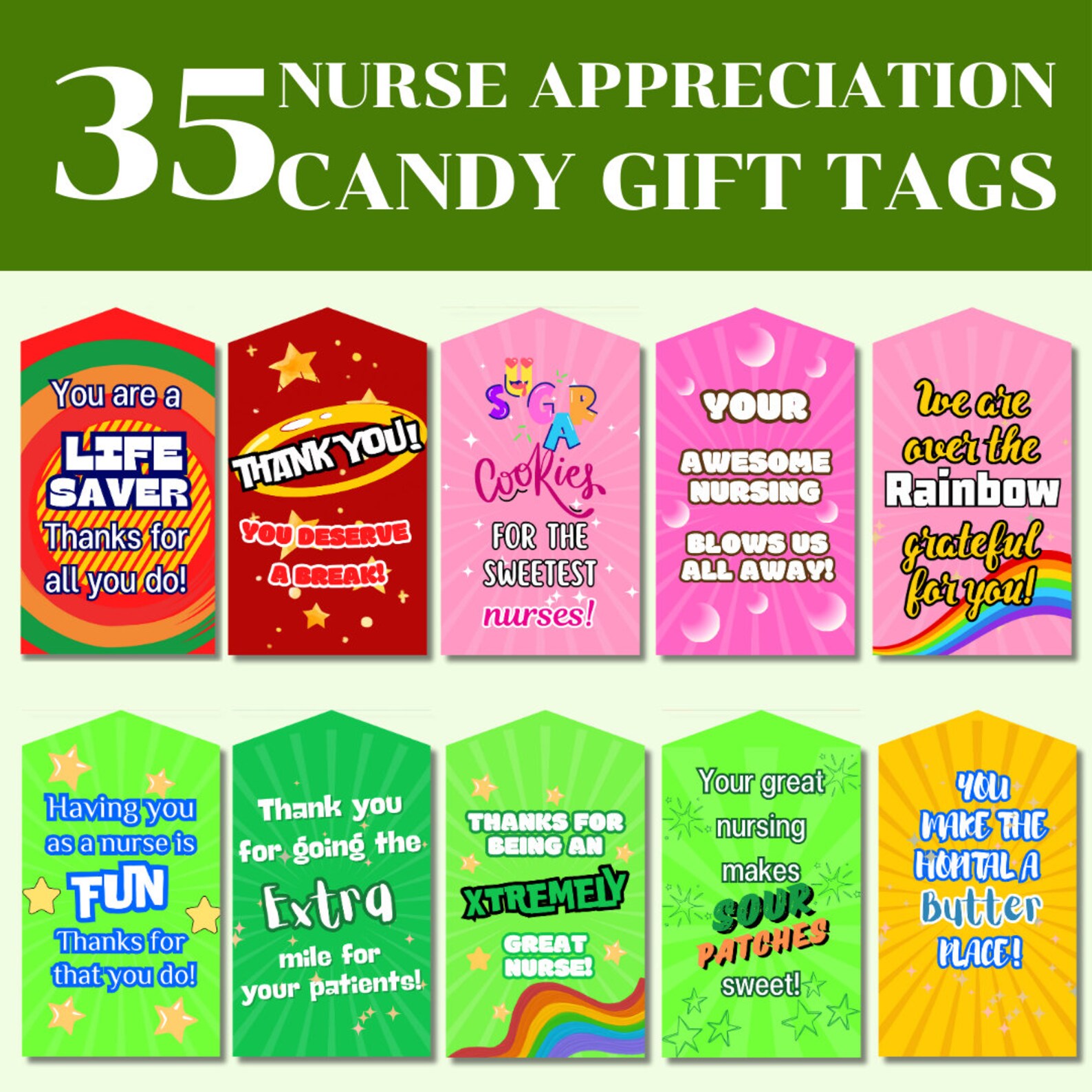 Nurse Appreciation Candy Bar Gift Tags: Funny Thank You Gifts (digital ...