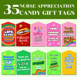 Nurse Appreciation Candy Bar Gift Tags: Funny Thank You Gifts (digital ...