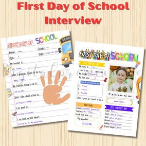 First Day of School Interview, Back to School Printable, Worksheet ...