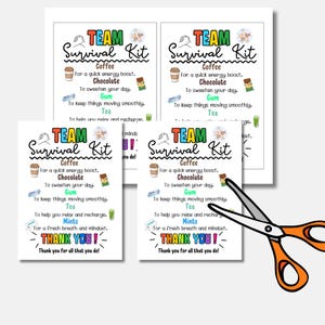 Team Survival Kit Gift Tags: Employee Appreciation Printable (PDF) - Etsy