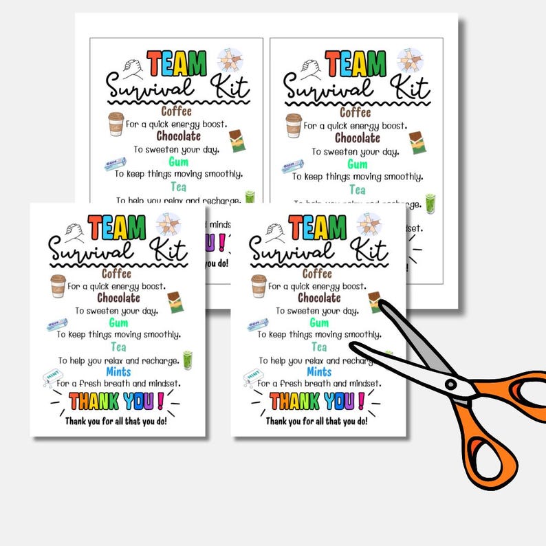 Team Survival Kit Gift Tags Printable | Employee Welcome Gifts ...