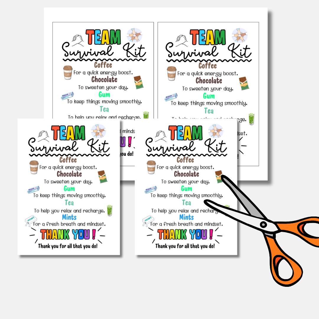 Team Survival Kit Gift Tags Printable | Employee Welcome Gifts ...