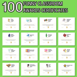 Funny Classroom Awards Certificates Editable in Canva, End of School ...