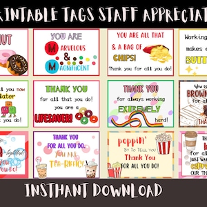 Employee Appreciation Gift Tags: Candy Bar Thank You Notes (PDF) - Etsy