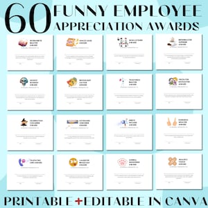Funny Employee Appreciation Awards: 60 Printable Certificates (editable ...