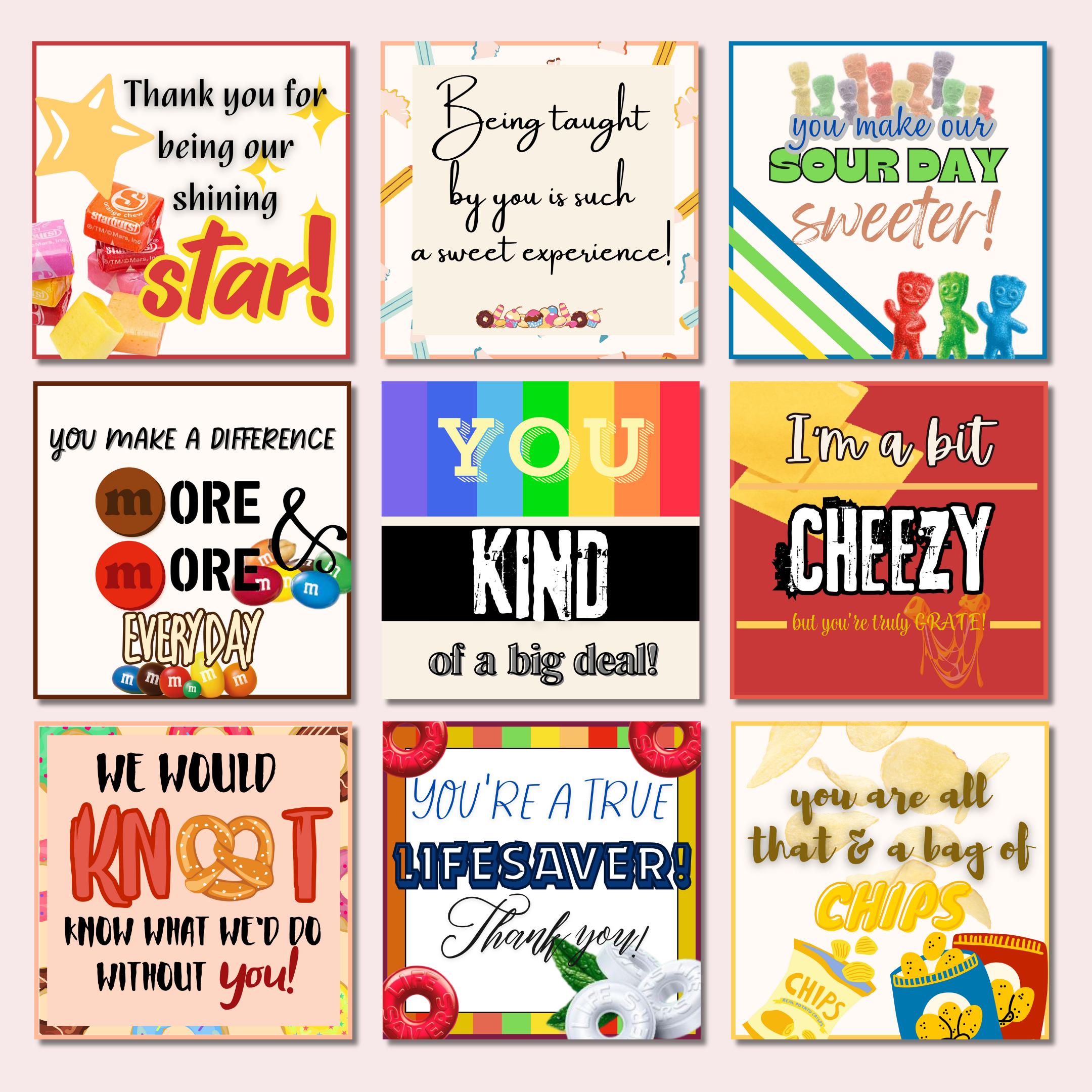 Snack & Candy Appreciation Gift Tags: 25 Designs (instant Download) - Etsy