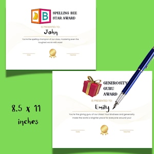 Funny Classroom Awards Certificates Editable in Canva, End of School ...