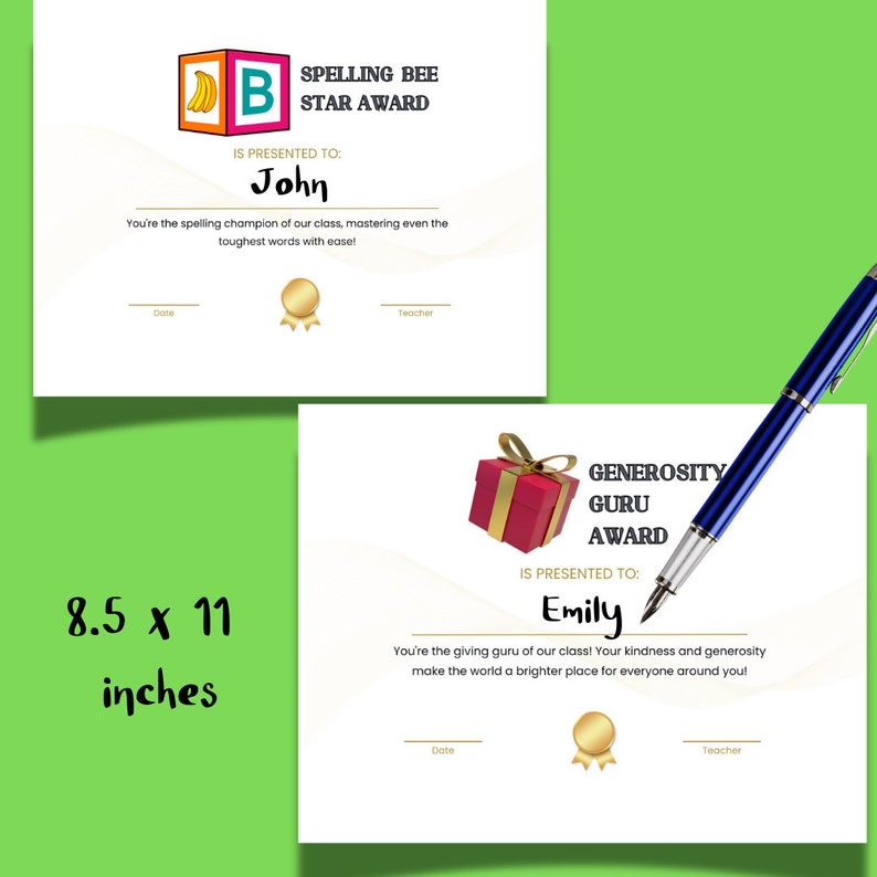 Funny Classroom Awards Certificates Editable in Canva, End of School ...