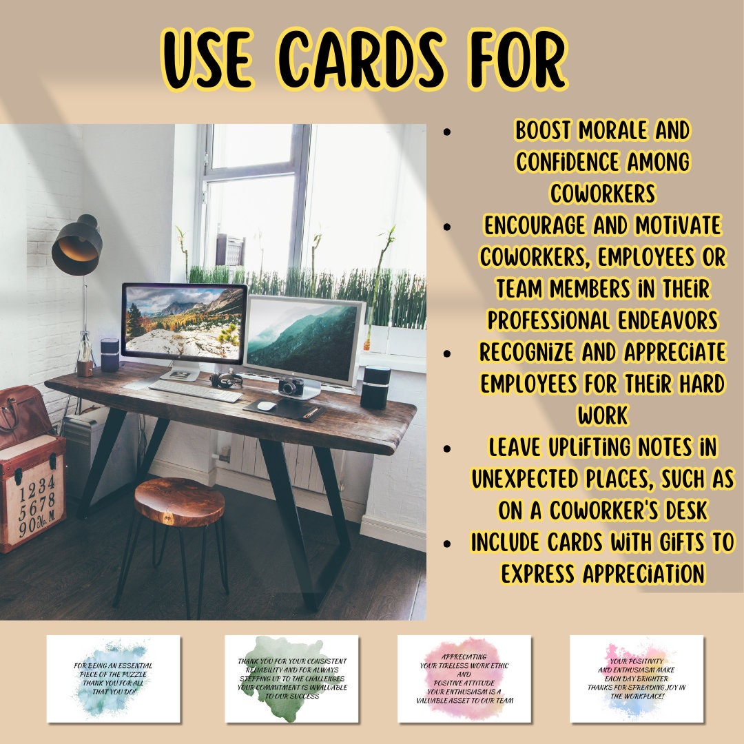 Employee Appreciation Cards: Printable Thank You Notes (digital ...