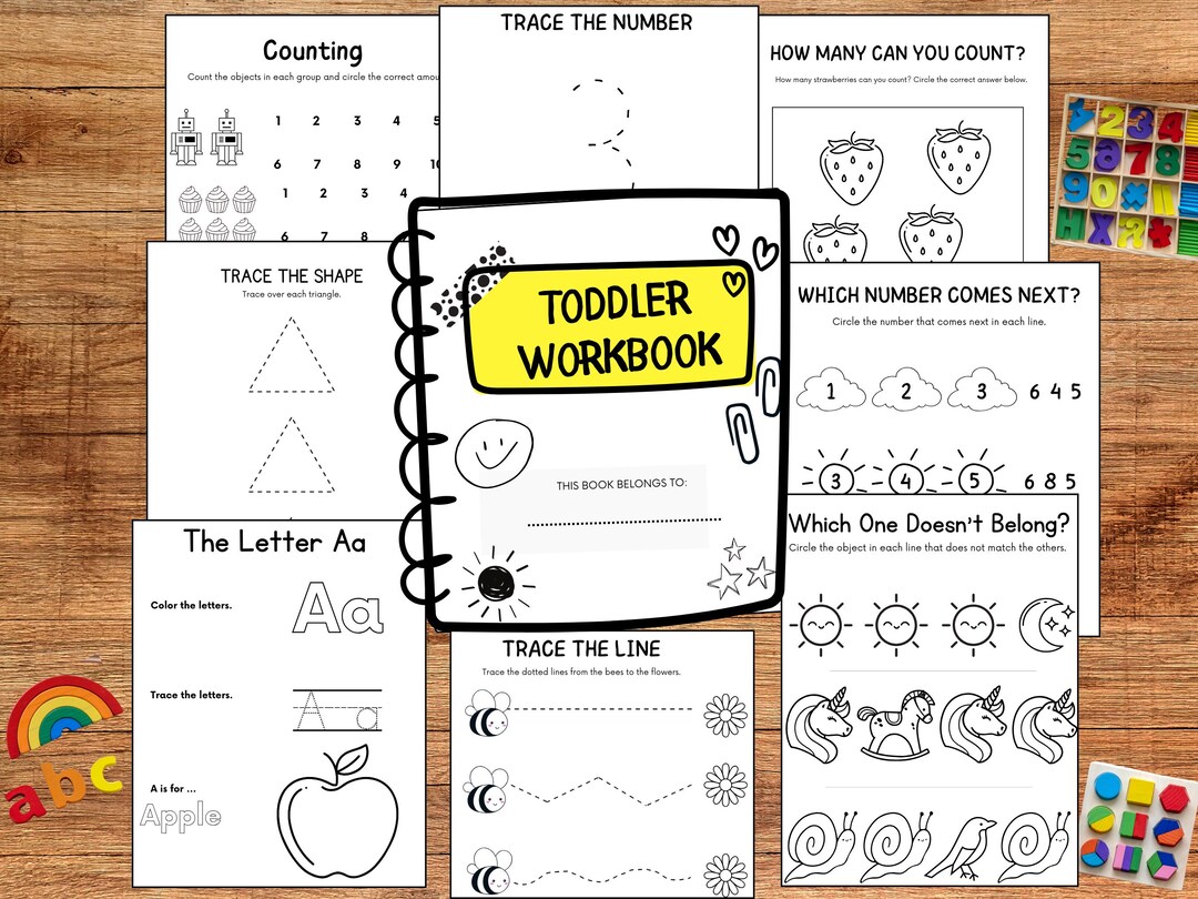 Toddler Educational Workbook | Preschool Workbook| Tracing Pages ...