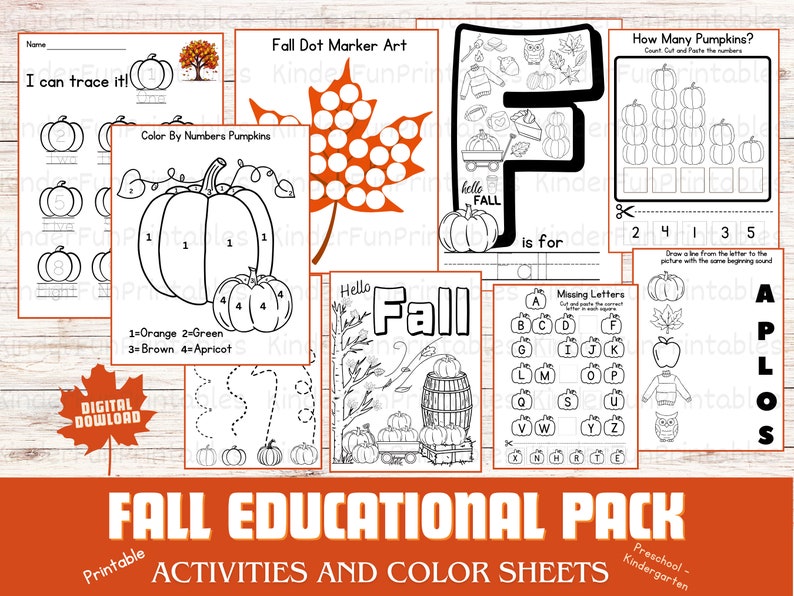 Fall Educational Pack |fall Bundle| Fall Worksheets for Kids | Fall ...