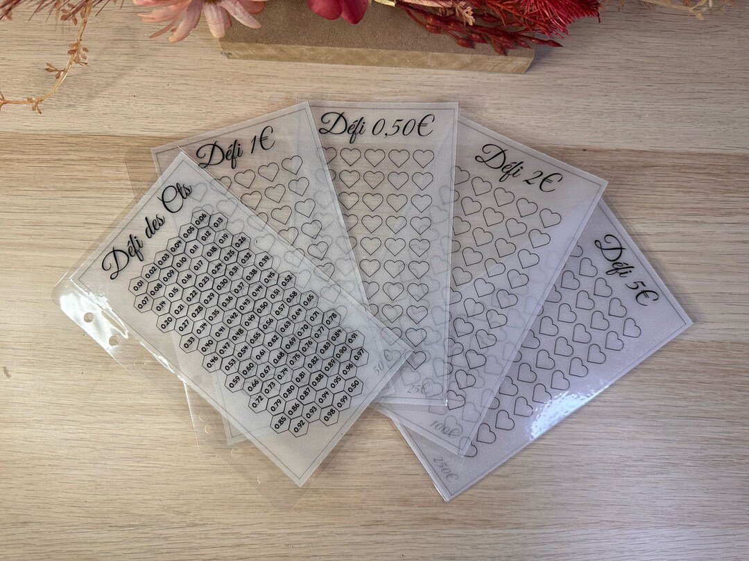 5 Transparent Challenge Sheets - Etsy