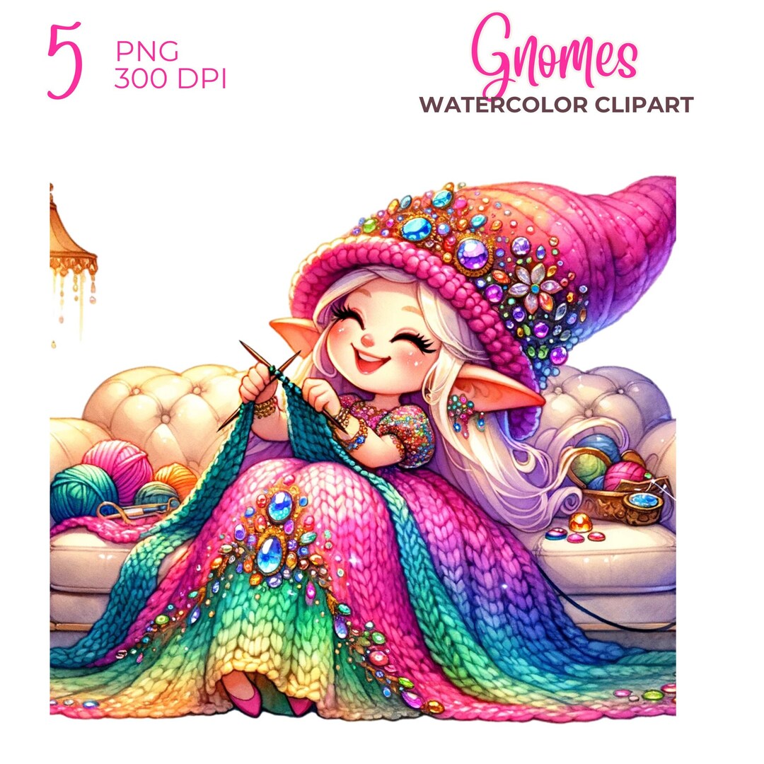 Beauty Gnome Png, Knitting Gnome, Design Download, Esthetician Gnome ...