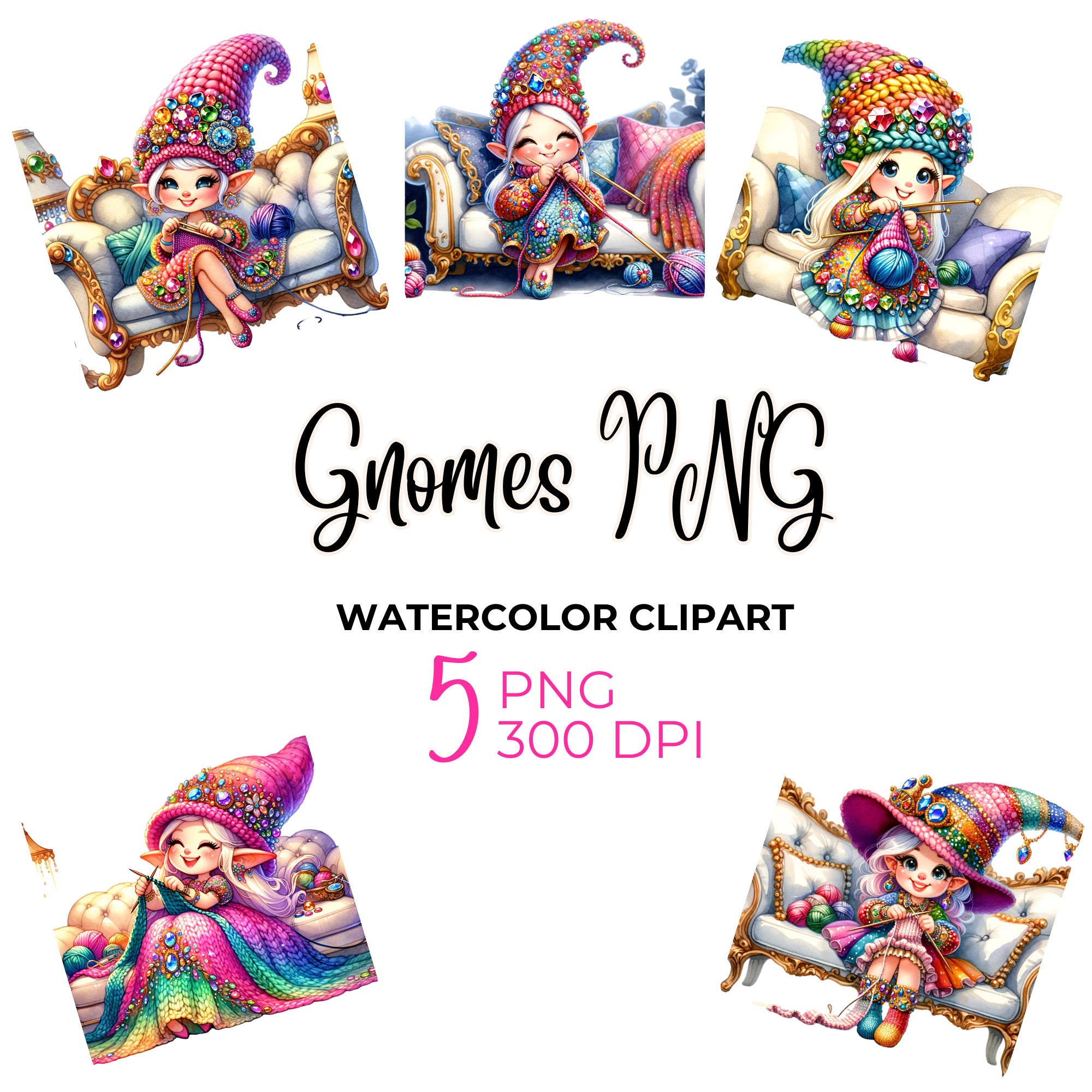 Beauty Gnome Png, Knitting Gnome, Design Download, Esthetician Gnome ...