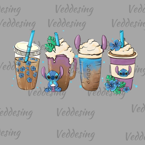 Stitch Coffee Cups Png - Etsy