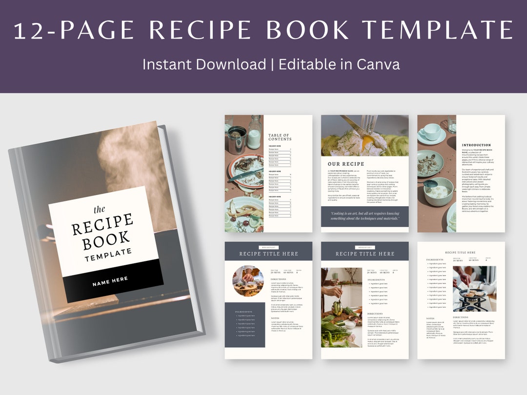 Recipe Book Template | Recipe Template Editable Recipe Book Canva ...